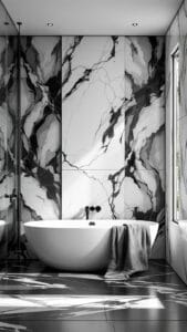 Modern To Retro: 20+ Stunning Black And White Bathroom Tile Designs ...
